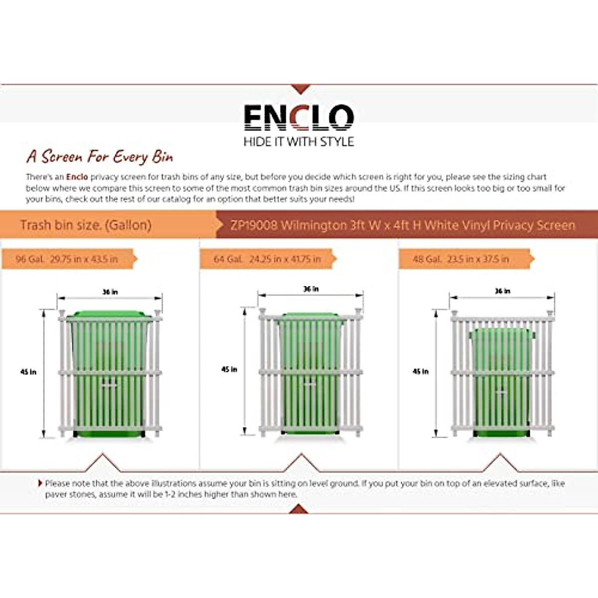 Enclo Privacy Screens ZP19008 Wilmington Vinyl No Dig Privacy Fence Screen Kit, 36in W x 48in H, White, 2 Panels
