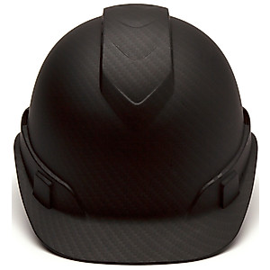 PYRAMEX Ridgeline Cap Style Hard Hat, Vented, 4-Point Ratchet Suspension, Black Graphite Pattern