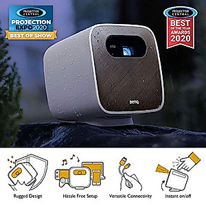 BenQ GS2 Wireless Mini Portable Projector for Outdoor Use | IPX2 Splash & Drop Resistant | Google Cast & AirPlay | Bluetooth Speaker | WiFi | Smart TV App | HDMI | USB-C (Renewed)