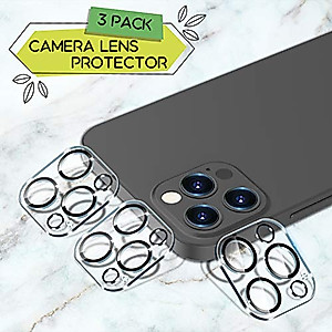 UniqueMe 𝑵𝑬𝑾 𝟮𝟬𝟮𝟮 [ 3 Pack] Compatible with iPhone 12 Pro Max 6.7" Camera Lens Protector Tempered Glass,[Case Friendly][Scratch-Resistant][Does Not Affect Night Shots] -Black Circle