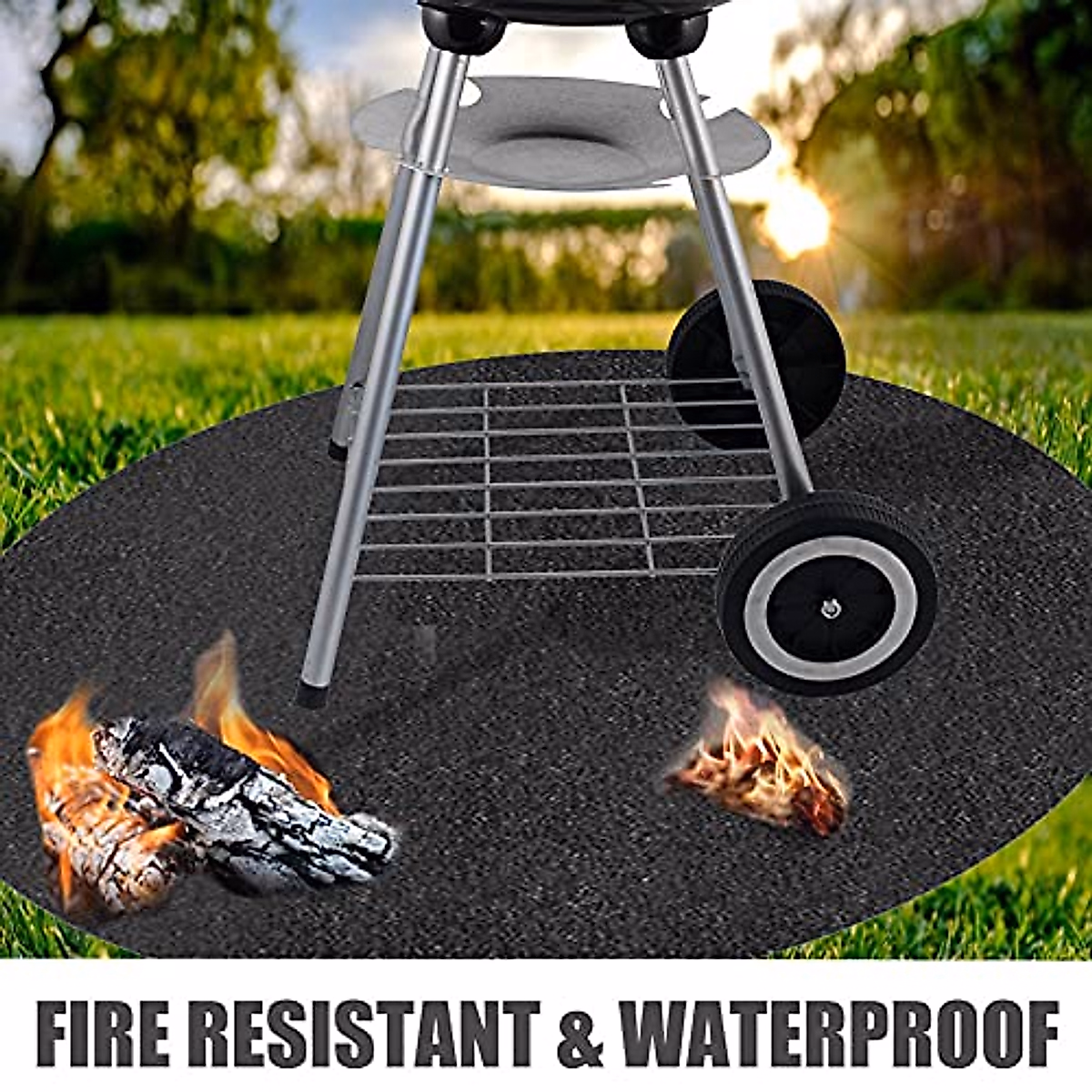 Yuhoo Round Fire Pit Mat, 40 inch Patio Fireproof Mat, Fireproof Pad Heat Deflector BBQ Floor Protective Mat, Reusable Deck Protector for Wood Burning&Gas Fire Pit Pad, BBQ Smoker(Size:40inch)