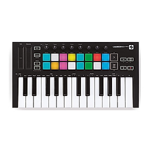 Novation Launchkey Mini MK3 25 Mini-Key MIDI Keyboard Bundle with Sustain Pedal and 4-Port 3.0 USB Hub (3 Items)