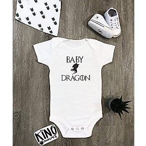Baby Dragon/Game of Thrones Inspired Baby Onesie/Unisex Shirt Sleeved 0-24mo Infant Bodysuit (Grey, 0-3 Months US)