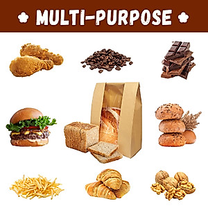 WNSIRVY 30 Pack Large Bread Bags for Homemade Sourdough Bread - Kraft Paper Storage Bakery Bags with Clear Window Bonus 50 Seal Stickers for Sourdough Sandwich (13.7x8.2x3.5 Inches, Brown)