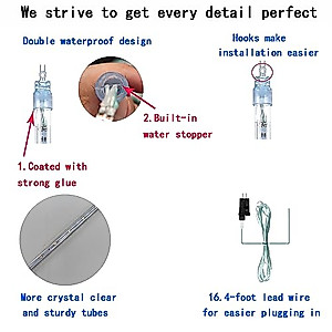 Kwaiffeo Outdoor Christmas Decorations, 24 Tubes(Equivalent to 3 Sets of 8-Tubes) LED Meteor Shower Lights for Xmas Tree Halloween Decoration Yard Lawn Outside Party, UL Plug, Blue Christmas Lights