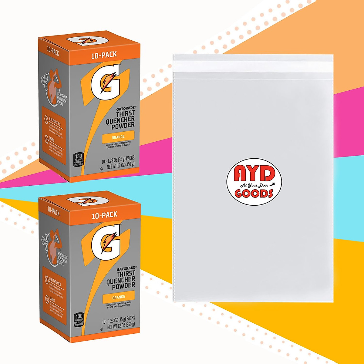 Gatorade Thirst Quencher Powder Sticks, Orange, Total of 20 Counts, 1.23oz Gatorade Powder Packets with Electrolytes (2 Packs of 10)