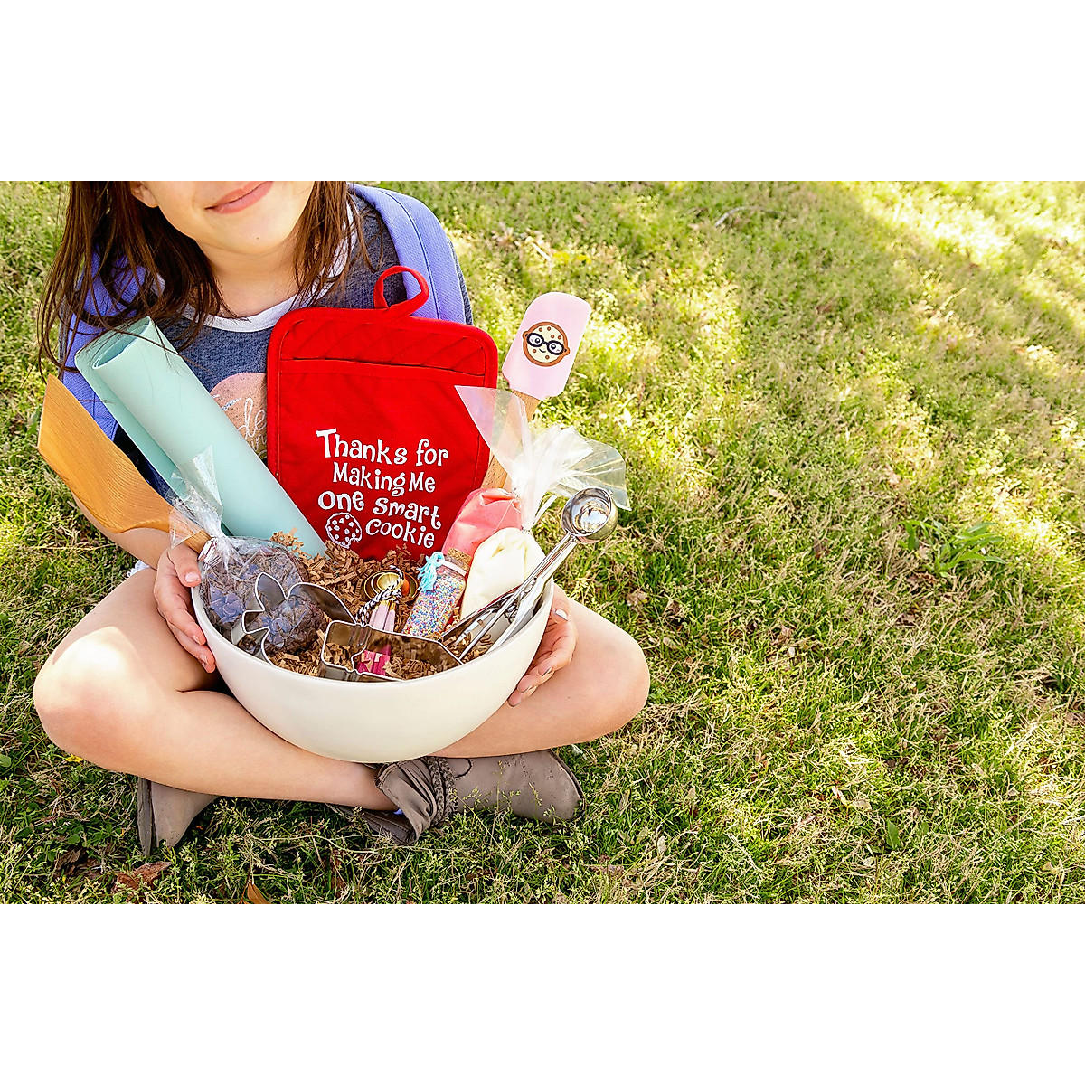 Teacher Appreciation Gift for Women - Thank You Present Potholder - One Smart Cookie Oven Mitt - Set of 2 (One Smart Cookie)