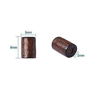 Pandahall 200pcs Natural Tube Wood Beads 8x5mm CoconutBrown Wooden Loose Beads Spacers for DIY Jewelry Making