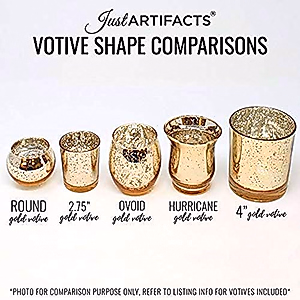 Just Artifacts 2-Inch Round Speckled Mercury Glass Votive Candle Holders (Gold, Set of 12)
