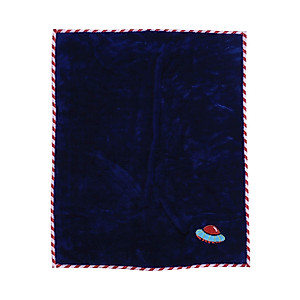 Bacati Space Multicolor Boys Navy Plush Blanket