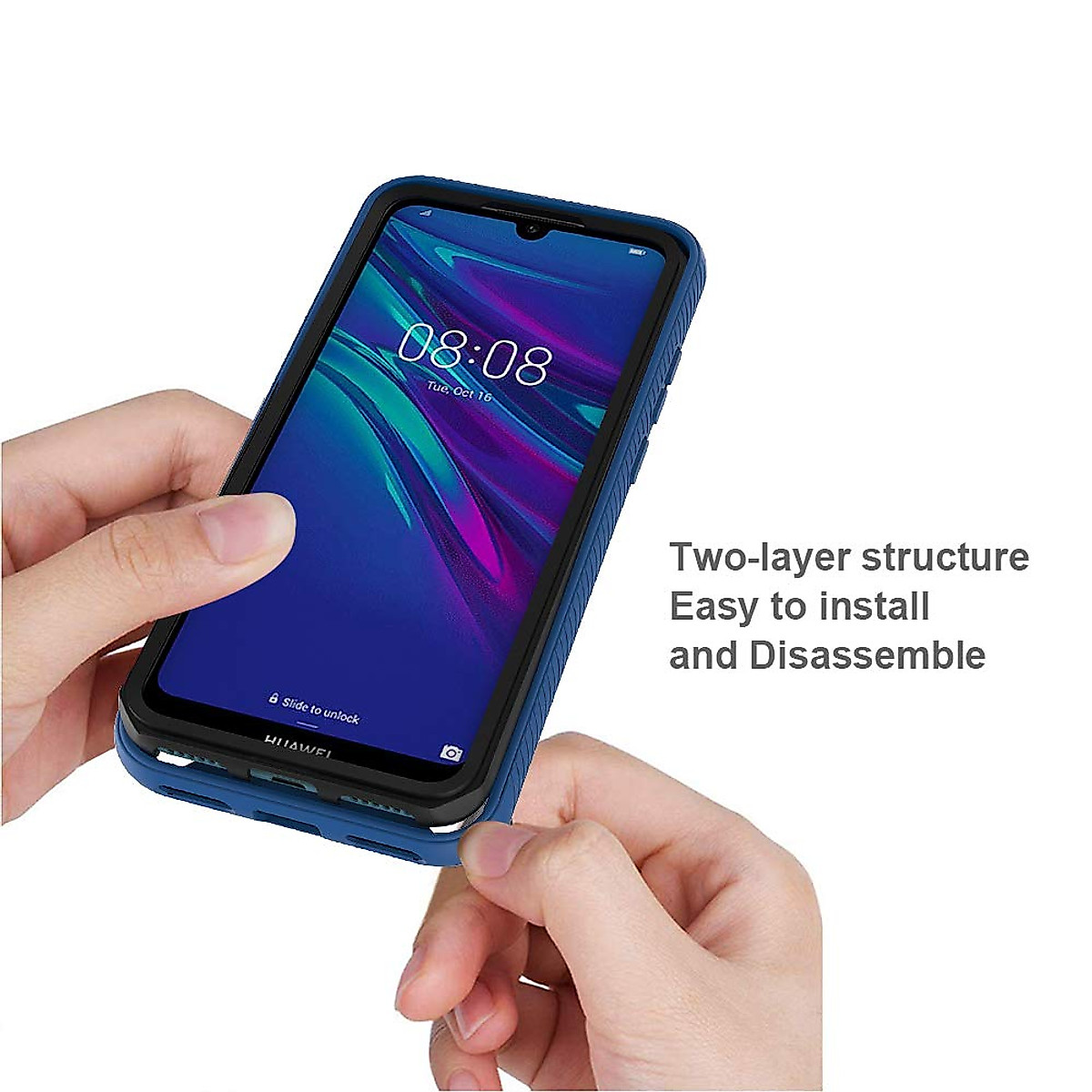 QiongNi Case Cover for Huawei Y9 Prime 2019, Anti-Fall and Shock-Absorbing, Blue