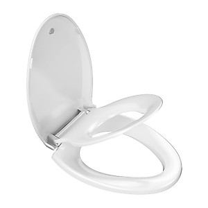 YASFEL Toilet Seat with Toddler Toilet Seat Built in, Plastic, Elongated Slow Close with Magnets For Potty Training For Kids & Adults (White, 18.5”)