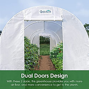 Quictent 2 Doors Reinforced PE Cover 12x7x7 FT Portable Greenhouse Large Walk-in Green Garden Hot House(White)