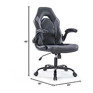 Gaming Chair - Computer Chair Ergonomic Office Chair PU Leather Desk Chair Executive Adjustable Swivel Task Chair with Flip-up Armrest