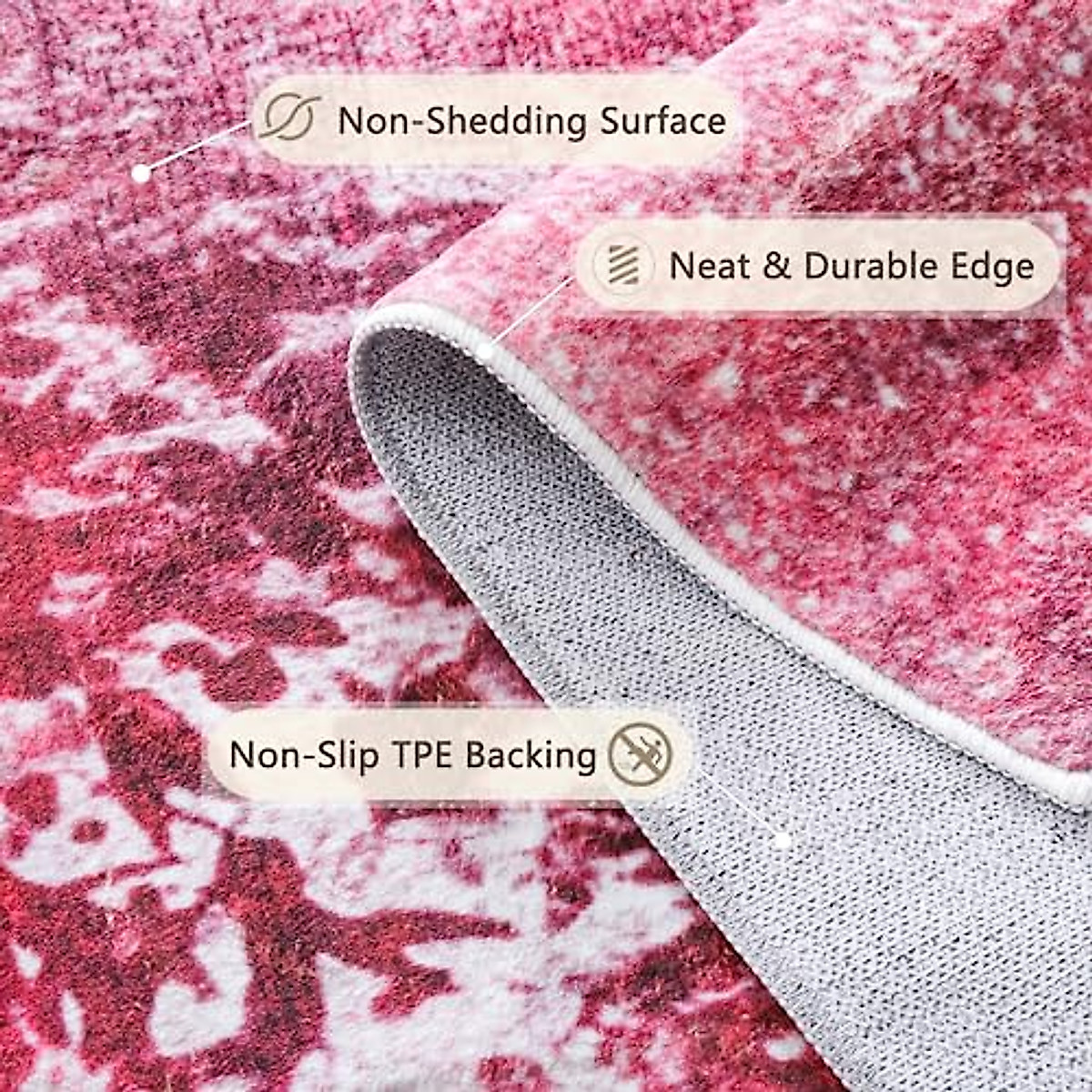 auruge 8x10 Area Rugs Abstract Living Room Rug Blush Pink Carpet Accent Rug Foldable Cozy & Fluffy Rugs with Anti-Slip Backing,Non Shedding & Machine Washable Area Rugs for Bedroom Dining Room Office