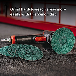 3M Green Corps Roloc Disc 36525, 40+ Grit, 2 in, Pack of 25 Heavy Duty, Quick Change Discs for Grinding, Coating Removal, Fast Cutting