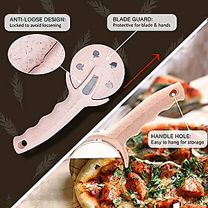 HELEERON Pizza Cutter Wheel, Stainless Steel Pizza Cutter with Cover, Super Sharp Pizza Slicer-Dishwasher safe,Smooth Rotating Pizza Wheel Safe with Healthy Material (Pink）