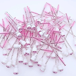 20 Pcs Pink Lash Disposable Mascara Brushes Diamond Eyelash Spoolies Makeup Brush Mascara Wand in Sanitary Tube Lash Supplies