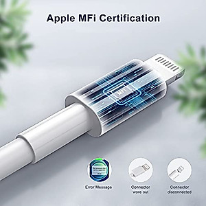 Fast Charger iPhone [Apple MFi Certified] 1 Pack 20W PD USB C Wall Fast Charger Adapter with 1 Pack 6FT Type C to Lightning Cable Compatible with iPhone 14 Plus 14 13 12 11 Pro Max Mini XS XR X iPad