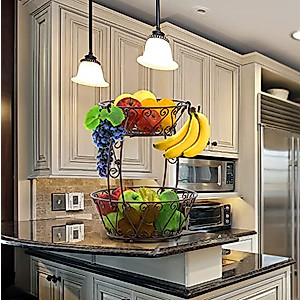 Simple Houseware 2-Tier Countertop Fruit Basket Bowl Storage, Bronze