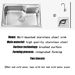 Wall mount utility sink,stainless steel wall-mounted commercial large sink,free standing utility sink、Stainless Steel Utility Sink Commercial Single Bowl Sink,for Laundry/Backyard/Garage ( Size : 15*1