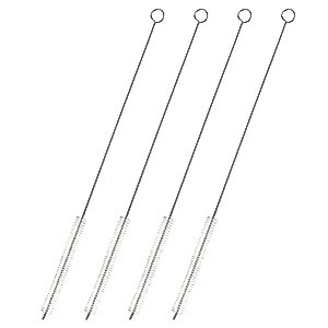 4 Pack Metal Straw Cleaner Brush, Extra Long Stainless Steel with Bristles for Cleaning Water Bottles, Boba Straws, Pipes, Tubes (12 in)