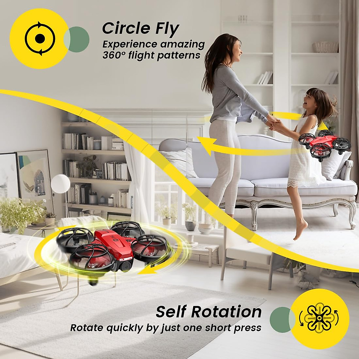 Holy Stone HS420 Mini Drone with HD FPV Camera for Kids Adults Beginners, Pocket RC Quadcopter with 2 Batteries, Toss to Launch, Gesture Selfie, Altitude Hold, Circle Fly, High Speed Rotation