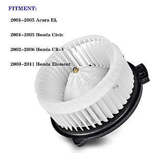 FAERSI HVAC Plastic Heater Blower Motor with Fan Cage Compatible with 2001-2005 Honda Civic, 2002-2006 Honda CR-V, 2003-2011 Honda Element, 2001-2005 Acura EL Replaces 700005, 79310S5DA01