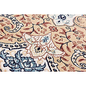 Unique Loom Narenj Collection Classic Traditional Medallion Textured Design Area Rug, 8 x 10 ft, Ivory/Tan