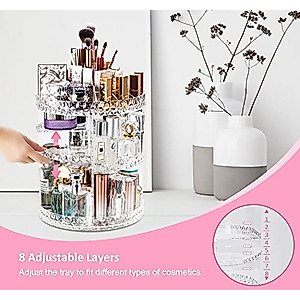 DreamGenius Makeup Organizer, 360 Degree Rotating Perfume Organizer, Adjustable Makeup organizers and storage with 8 Layers, Fits Makeup Brushes Lipsticks and Jewelry, Clear Acrylic