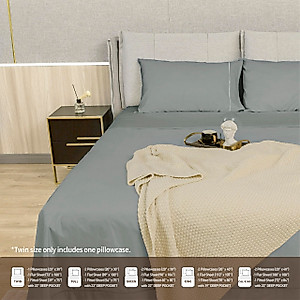 sunflower Extra Deep Pocket Queen Sheet Sets Fits 18"-24" in Deep Mattress -100% Cotton Queen Sheet Set, Ultimate Gray Hotel Luxury Soft Breathable Sheet Sets for Queen Bed Deep Pocket