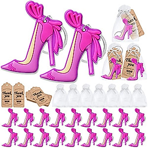 CiciBear 60 Pack Girl Party Decorations for Guests, 20 High Heel Keychains, 20 Tags and 20 Gift Bags for Baby Shower, Kids Birthday, Girls Makeup Party, Bachelor, Bridal Shower, Gender Reveal