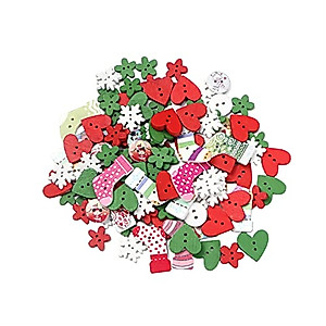 COHEALI 360 Pcs Red Heart Buttons Decorative Buttons DIY Christmas Decorations Christmas Embelishment Vase Fillers Heart Wood Button Christmas Charms Flower Buttons Manual Fancy Wooden