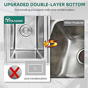 YITAHOME Drop in Ice Chest 47L/ 49.7Qt, 22''L x 17''W x 12''H with Cover, 304 Stainless Steel Drop in Cooler, Drop in Ice Bin for Cold Wine Beer, Included Drain pipe and Drain Plug