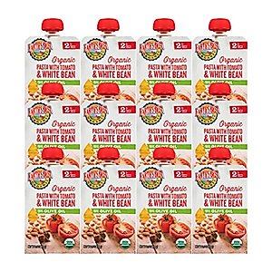 Earth's Best Organic Baby Food Pouches, Stage 2 Homestyle Meal Puree for Babies 6 Months and Older, Organic Pasta with Tomato and White Bean Puree, 3.5 oz Resealable Pouch, (Pack of 12)
