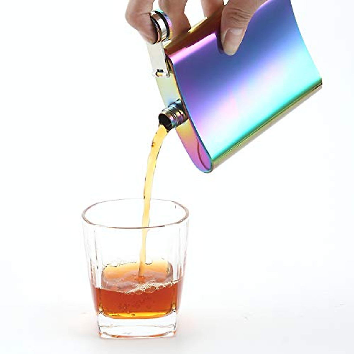 YFS Solid Rainbow Colored Flask for Liquor and Funnel, 8 Oz Leak Proof Stainless Steel Pocket Hip Flask