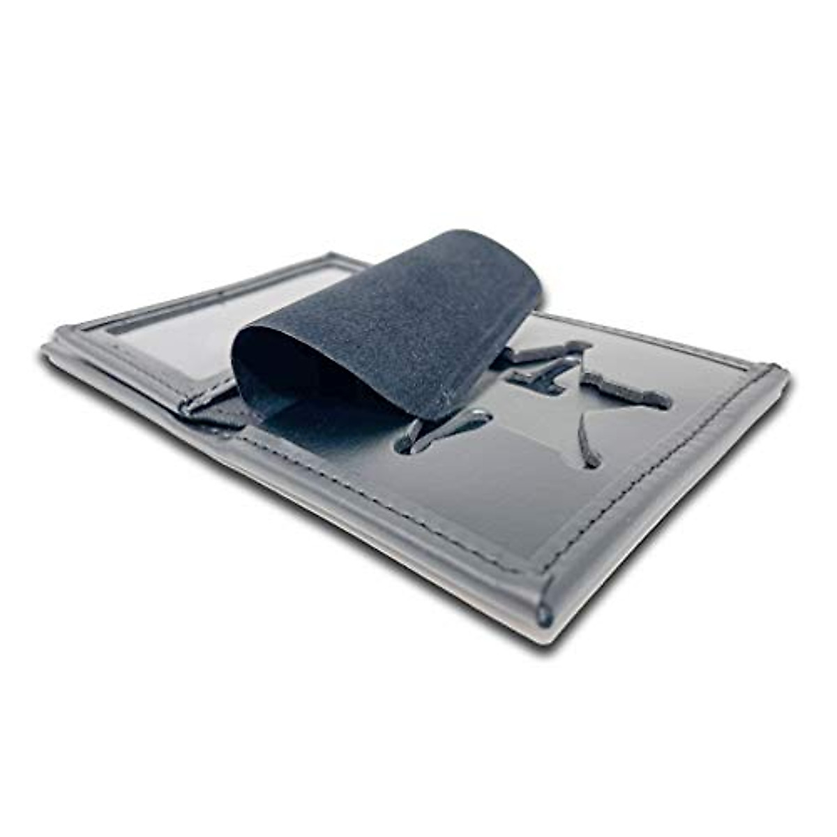 6 Point Star Hidden Badge Bifold WALLET - Genuine Leather Badge 2.9 x 2.57 & ID Holder 2.37 x 3.75 Credit Card WALLET