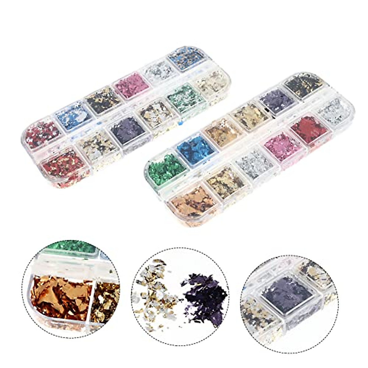 FRCOLOR 6 Boxes Nail Sequins Mettalic Nail Charm Nail Glitter Flakes Nail Art Sequin Nails Decoration Colored Aluminum foil Nail Art Decal Nail Decor Manicures Foils Accessories 3D Chunk