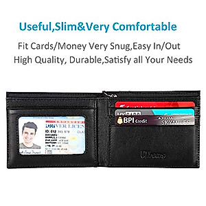 UTreers Bifold Wallets for Men Card Genuine Leather Front Pocket Wallet with Keychain Ring