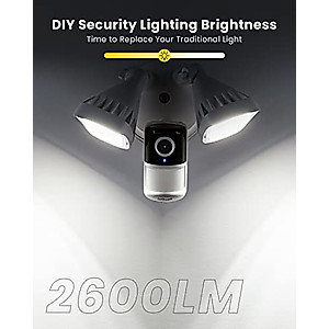 ieGeek Floodlight Camera, Outdoor Home Security Camera, 2K Wired Flood Light Camera Outdoor with Motion Sensor Cam, 2600 Lumens,Color Night Vision,110dB Siren,2 Way Audio,Compatible with Alexa