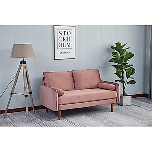 Kingway Furniture Baron Velvet Living Room Loveseat in Pink