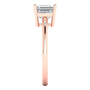 Clara Pucci 1.50 ct Asscher Cut Solitaire Moissanite Engagement Wedding Bridal Promise Anniversary Ring 18K Rose Gold Size 5.75