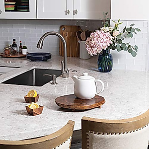 Lipper International 1210 Acacia Burl Finish Serving Board with Feet for Cheese, Crackers, and Hors D'oeuvres, Medium, 10" to 13" Diameter x 2"