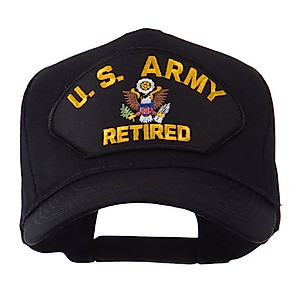 e4Hats.com Retired Military Large Embroidered Patch Cap - Black Army OSFM