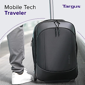 Targus 15.6" Mobile Tech Traveler EcoSmart Rolling Backpack, Made from Recycled Bottles, TSA Friendly, 35-40L Cap (TBR040GL)