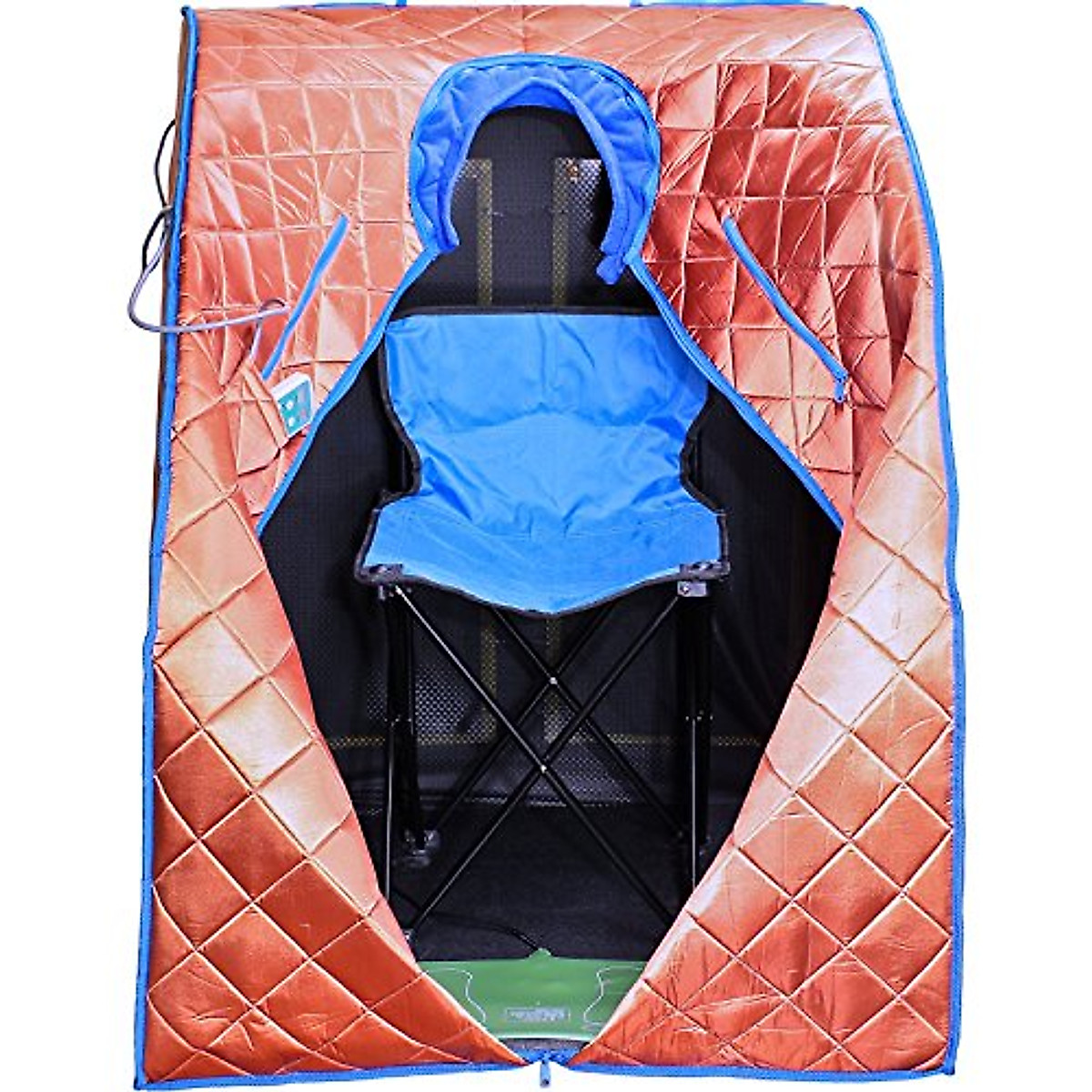 Durherm Infrared Sauna, Low EMF Negative Ion Portable Indoor Sauna with Chair and Heated Footpad, Copper, Large