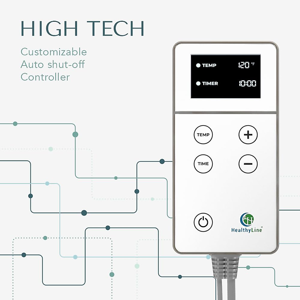 HealthyLine TAJ Far Infrared Heating Pad - Natural Crystal Gemstones Mat for Back Pain - Full Body Auto Shut Off - Rejuvenating Negative Ions and Photon Lights (1/2 Left)