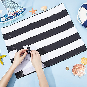 GORGECRAFT 44x17inch Beach Sling Chair Replacement Canvas 1mm Thick Black and White Stripes Outdoor Furniture Folding Sling Lounge Chair Fabric Patio Sling Chairs Cloth for Sunbathing Garden Courtyard