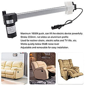 Zunate 1000N Power Recliner Motor Linear Actuator for Electric Sofa, Massage Chair Reclining Chairs Motor Replacement Kit,333mm Stroke, IPX4 Protection, DC29V