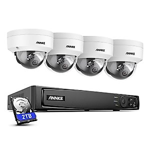 ANNKE 4K PoE Security Camera System with Audio, 12MP H.265+ NVR with 2TB HDD, 4x8MP Ultra HD IP Dome Cam, AI Smart Detection, 100ft Night Vision, IP67 Waterproof&IK08 VandalProof, Remote Access